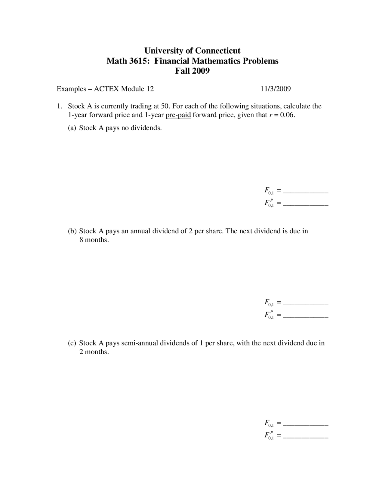 5 Questions on Financial Mathematics Problems - ACTEX Module 12 | MATH ...