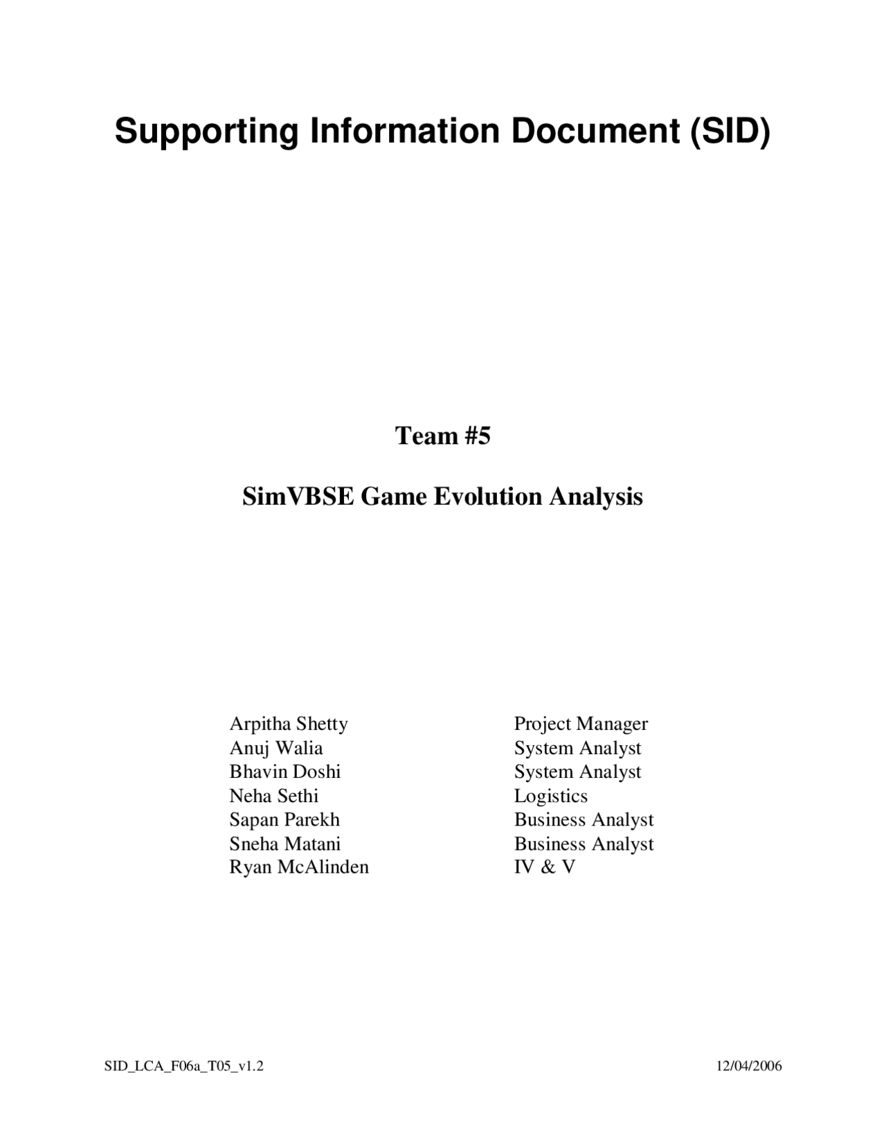 Supporting Information Document Software Engineering Csci 577a