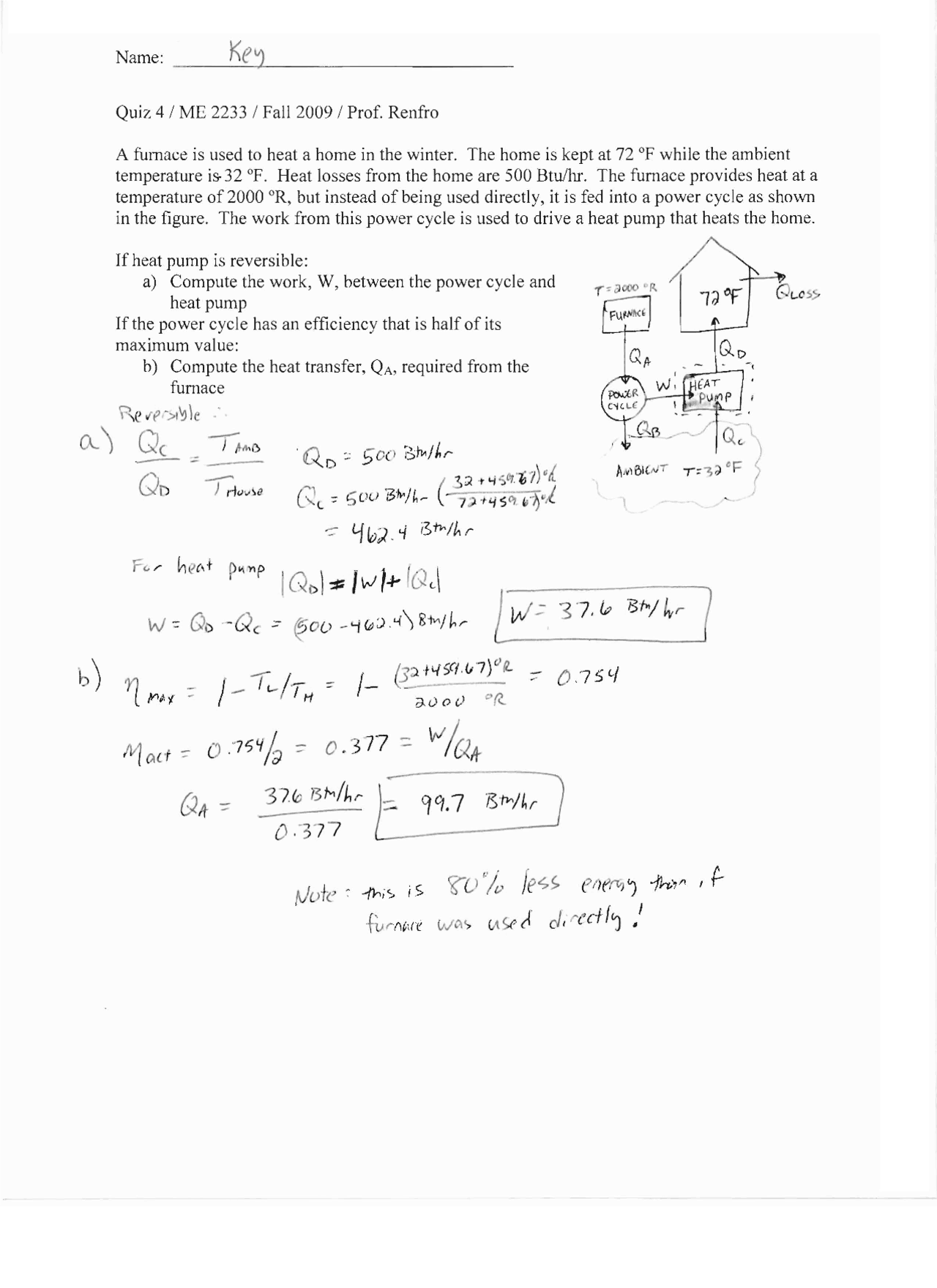 Quiz 4 With Answer Key For Thermodynamic Principles Me 2233 Docsity
