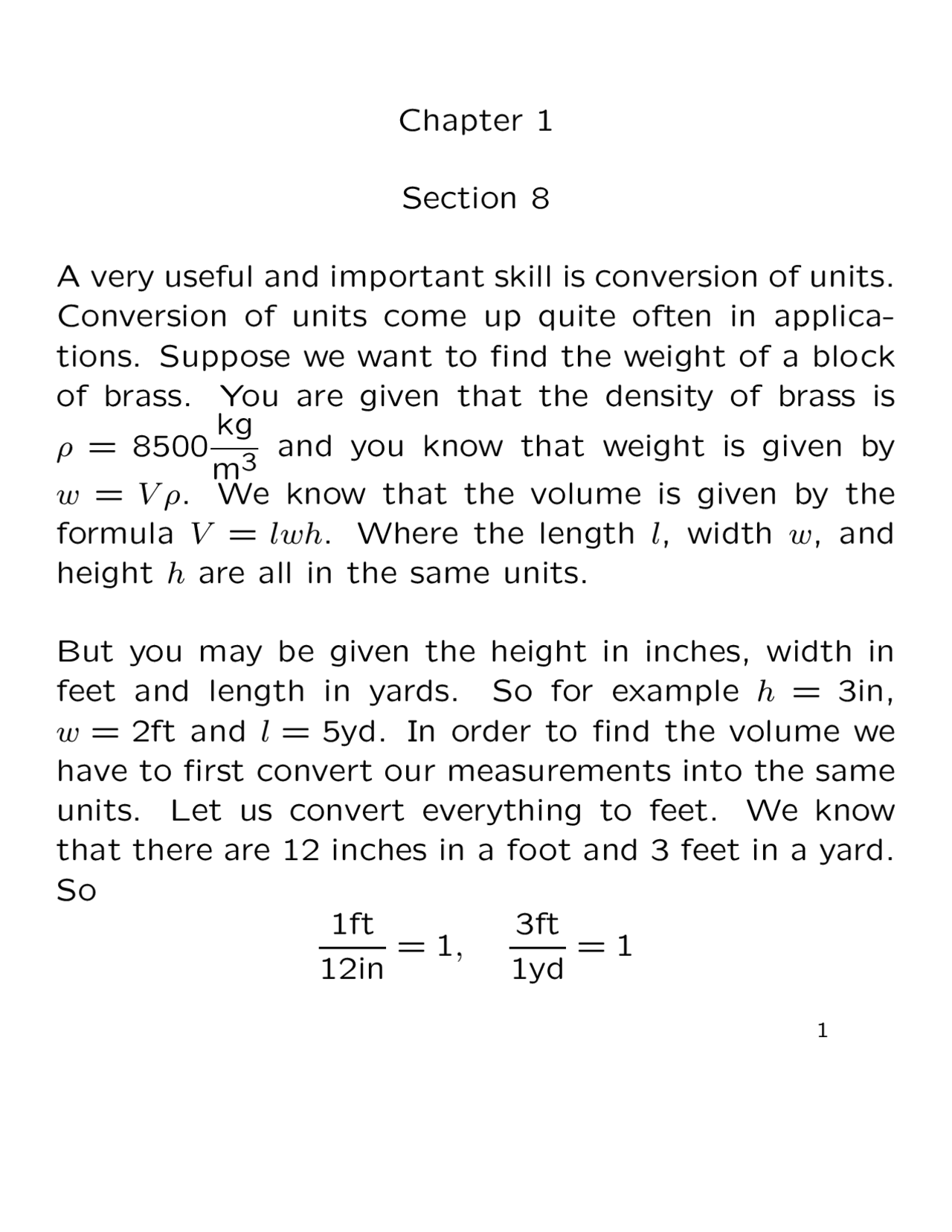 Conversion Of Units Advanced Technical Mathematics I Notes Ms 117