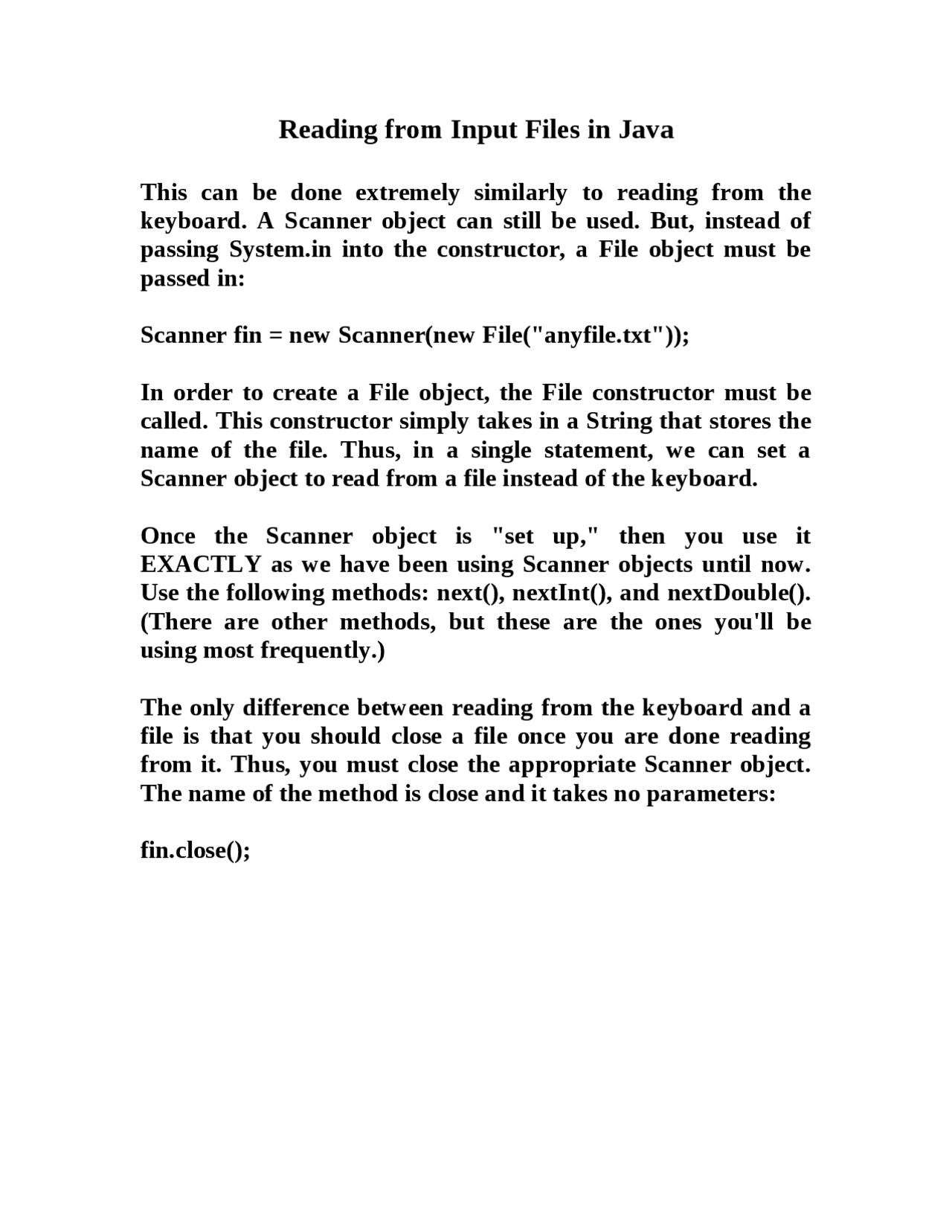 Reading From Input Files In Java Object Oriented Programming Cop 3330 Docsity