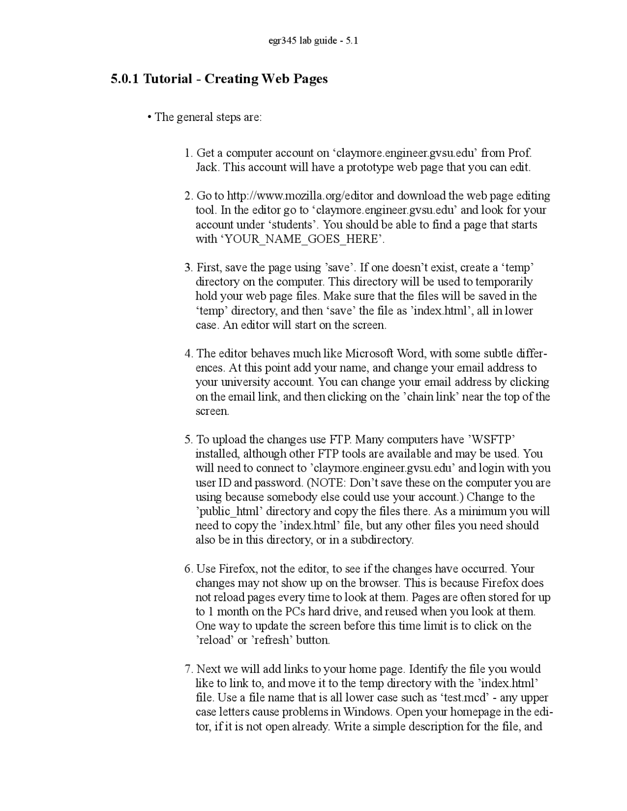Tutorial Creating Web Pages In Modeling Systems Egr 345 Docsity