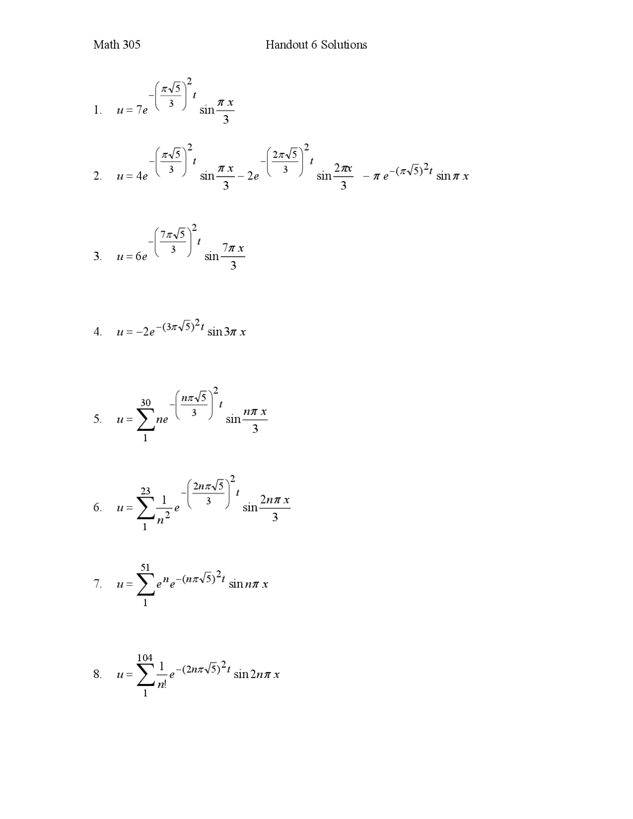 Handout 6 Solutions Introduction To Ordered Differential Equations I