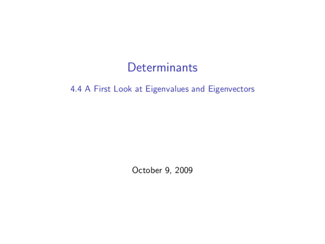 Eigenvalues And Eigenvectors Lecture Slides Mat 335 Docsity