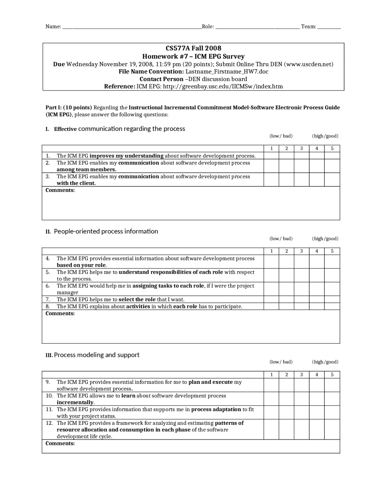 Homework 7 For Software Engineering Fall 2008 Csci 577a Docsity