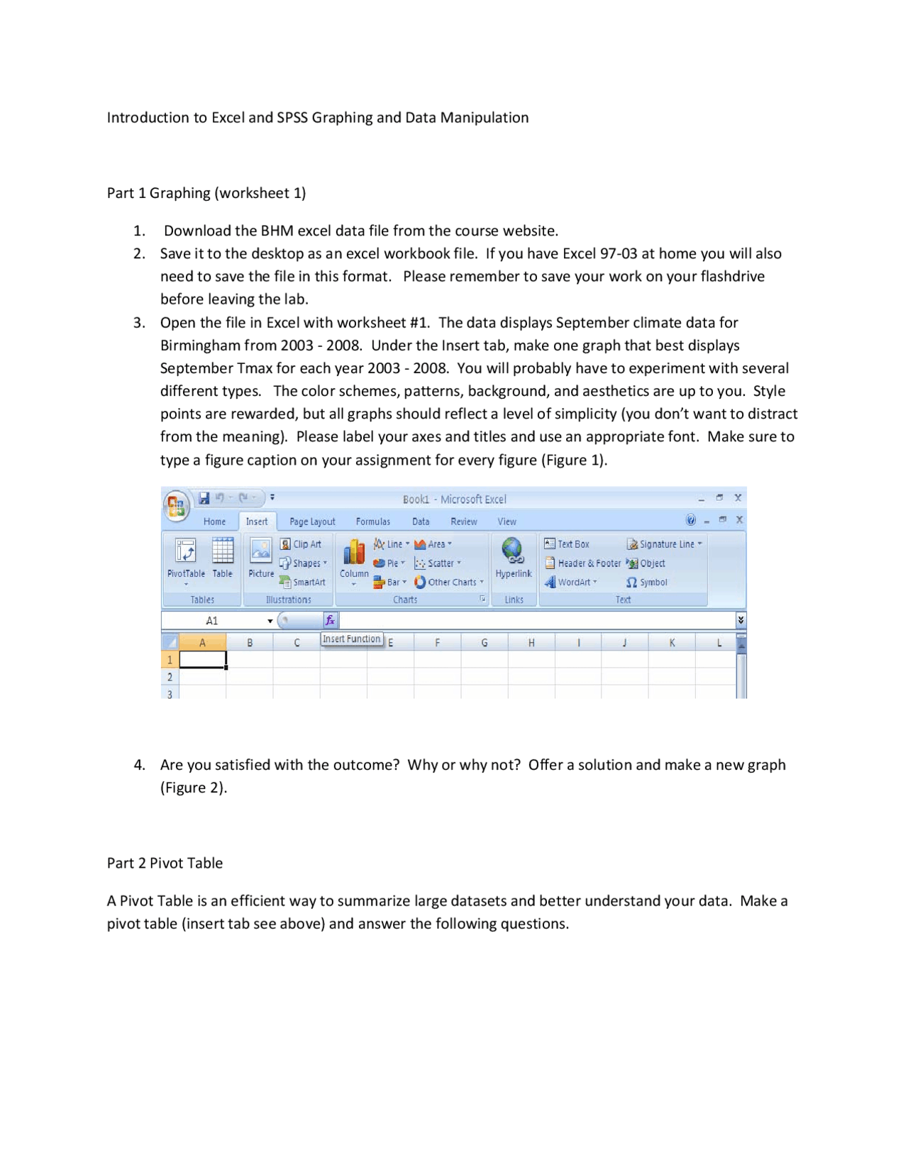 Introduction to Excel and SPSS Graphing and Data Manipulation | GY 523 - Docsity