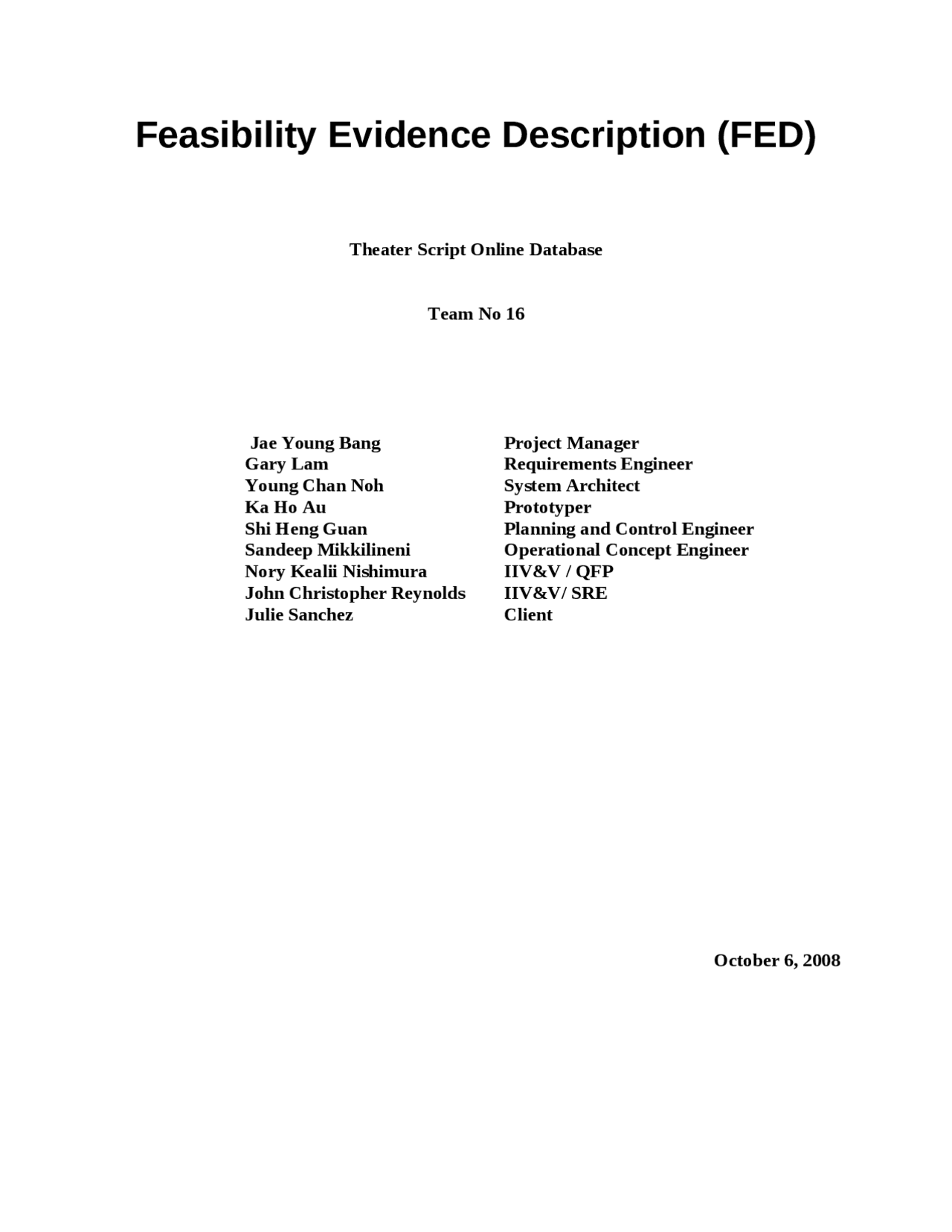 Feasibility Evidence Description Project Ame 577 Docsity