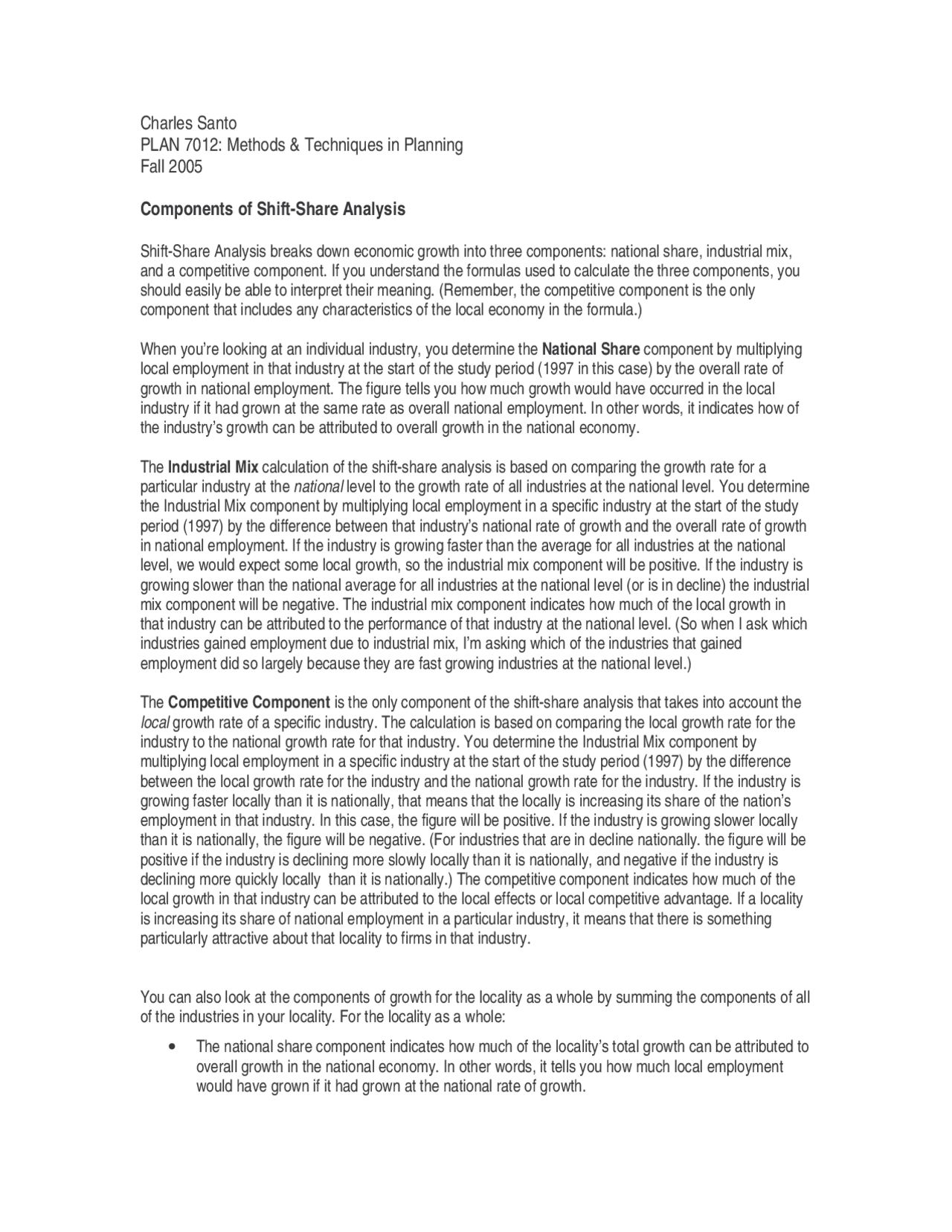 Components of Shift Share Analysis - Methods and Teaching in Planning ...
