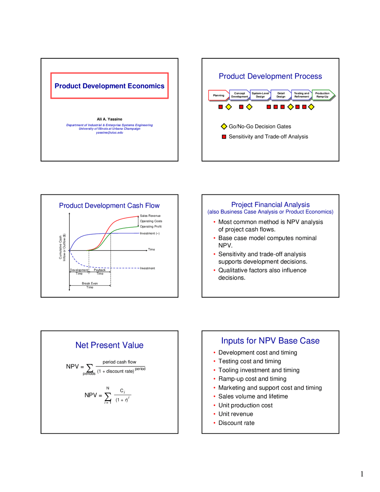 Product Development Economics, Process and Cash Flow | GE 498 - Docsity