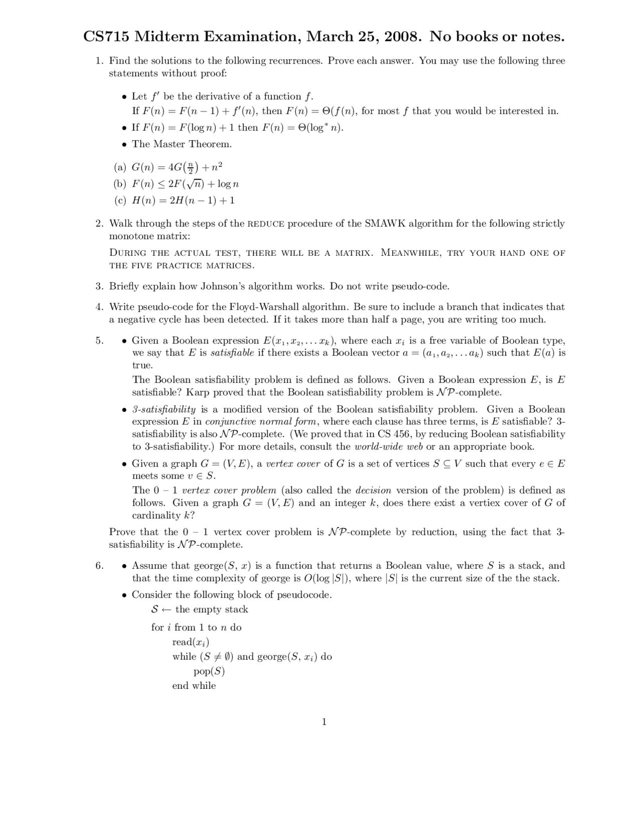 Midterm Exam For Automata And Formal Languages Cs 456 Docsity
