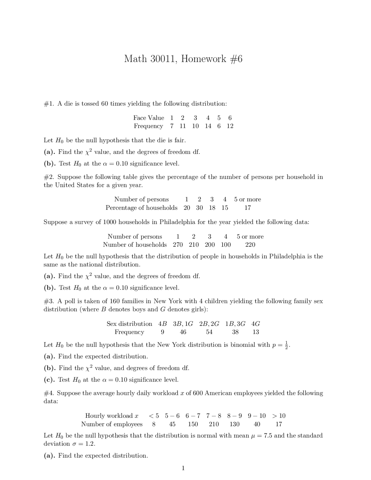 Chi-Square Test Problems and Solutions - Prof. Gang Yu | Assignments ...