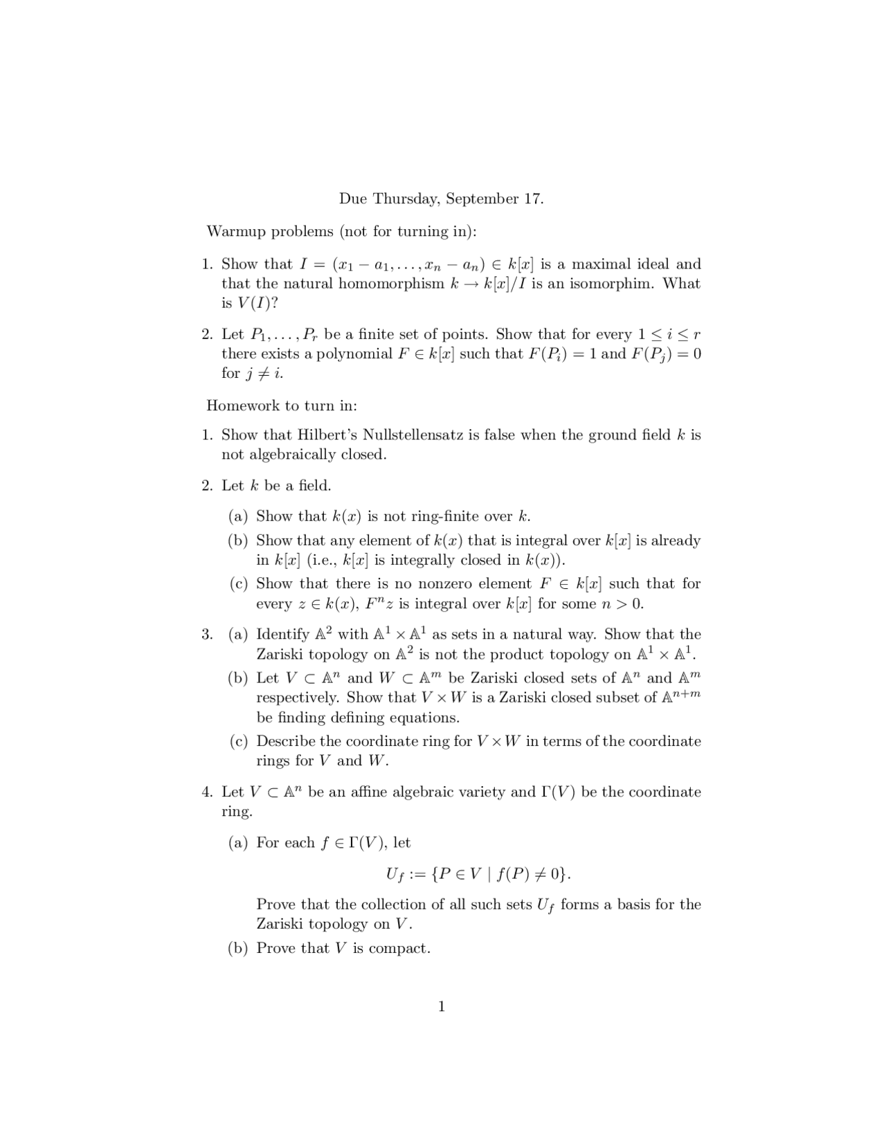 Topics in Algebra - Assignment 2 - Practice Questions | MATH 5020 - Docsity