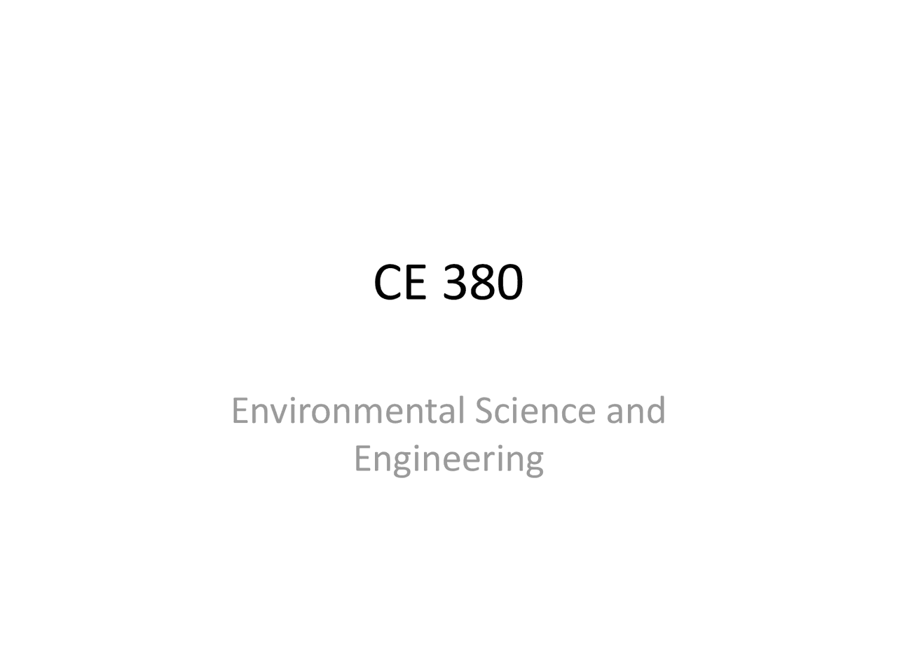 Lecture Notes On Environmental Engineering Ce 380 Docsity