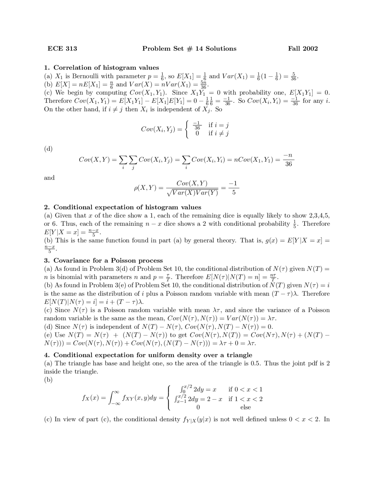 Solved Problem Set 14 on Probability with Engineering Applications | ECE 313 - Docsity