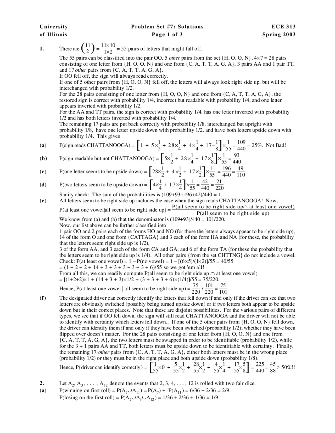 Solutions to Problem Set 7 - Probability with Engineering Applications ...