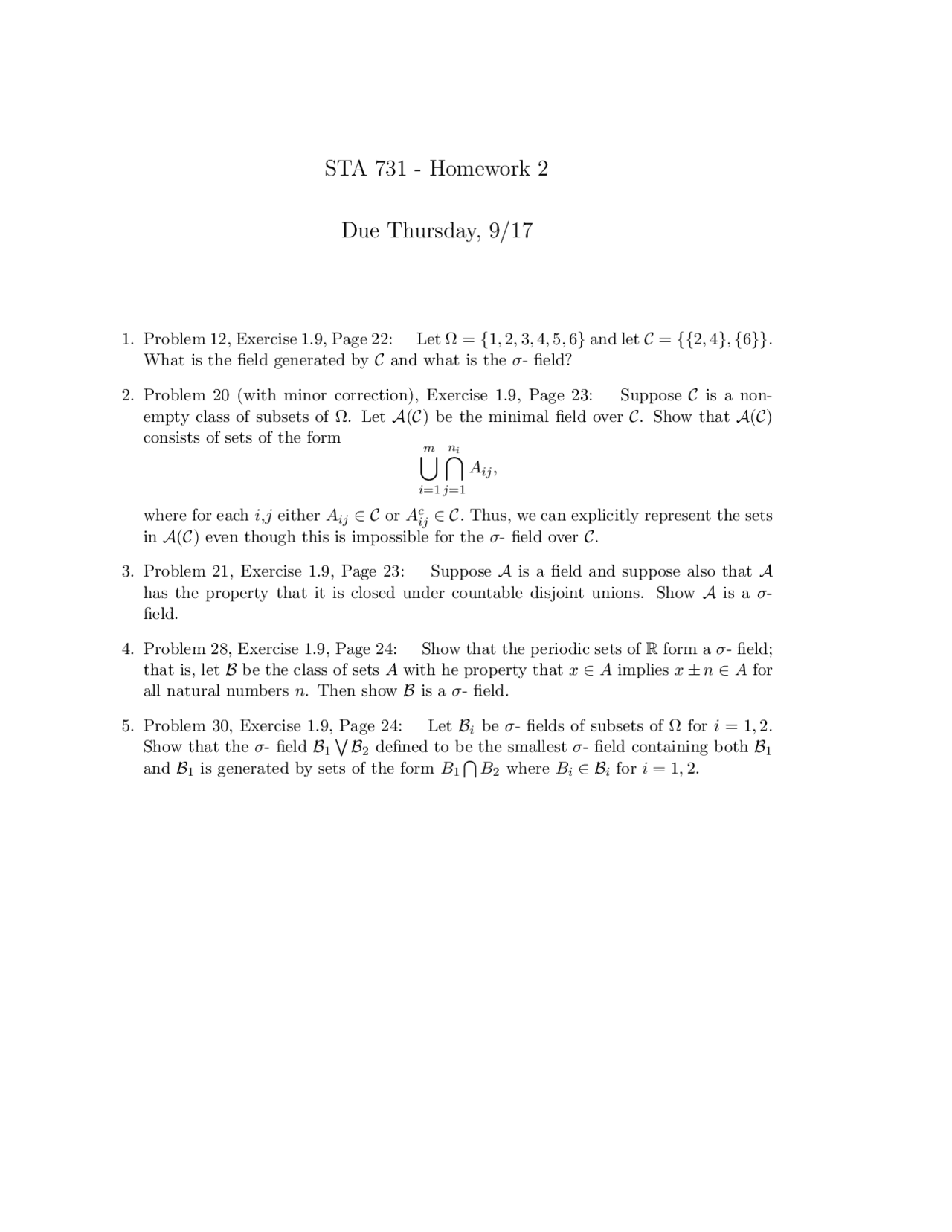 5 Problems on the Probability Theory - Homework 1 | STA 731 | Assignments Probability and ...