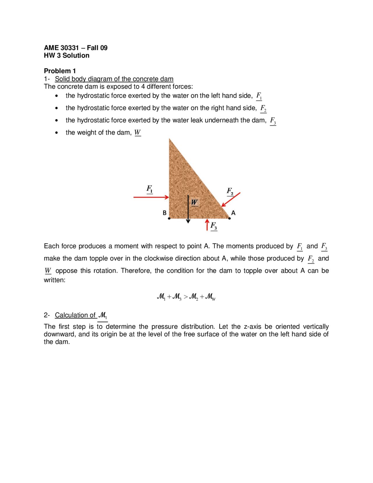 Homework 3 Problems with Solution - Fluid Mechanics | AME 30331 - Docsity