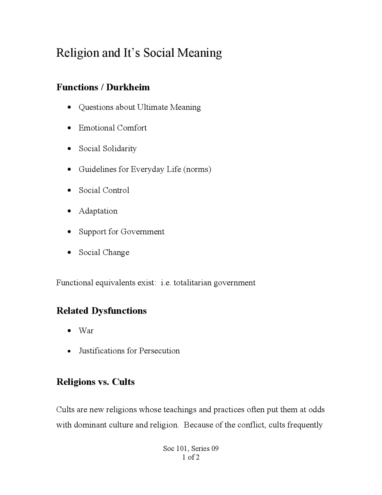 Religion and Its Social Function: An Overview of Durkheim's Perspective ...