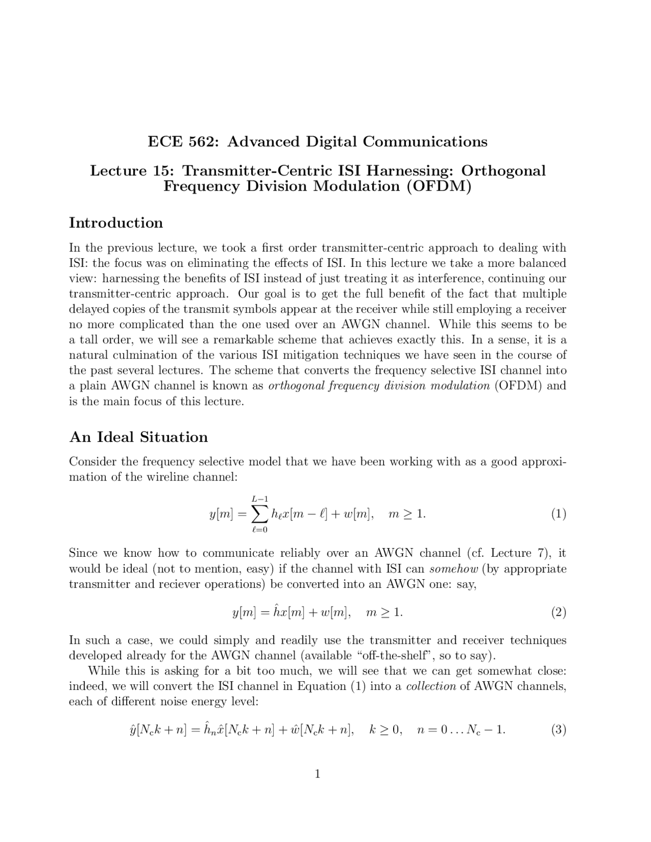 Transmitter-Centric ISI Harnessing for Orthogonal Frequency Division Modulation | ECE 562 - Docsity