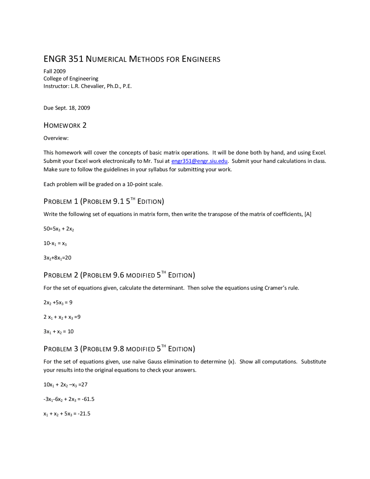 4 Problems On Numerical Methods For Engineers Homework 2 Engr 351