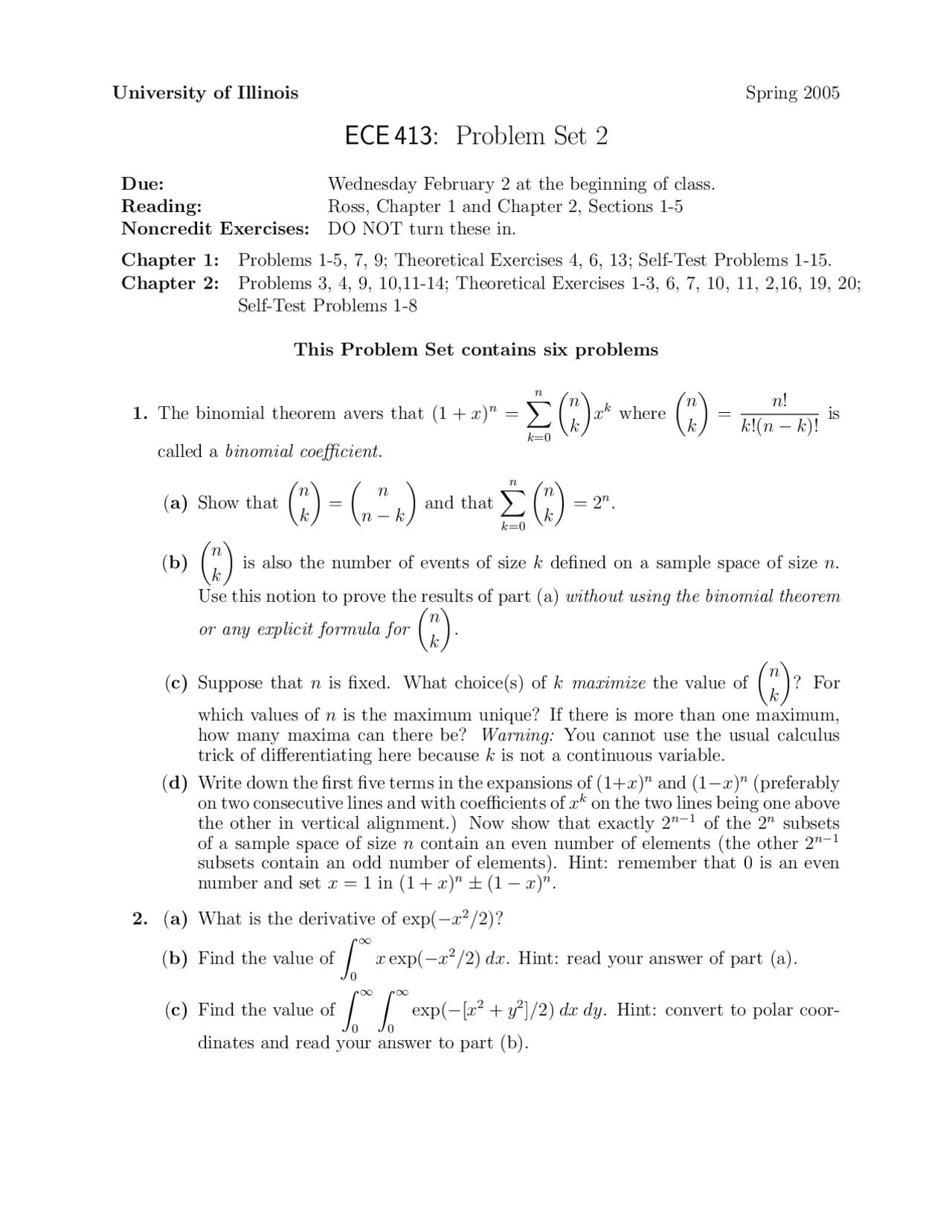 Probability with Engineering Applications - Problem Set 2 | ECE 313 ...