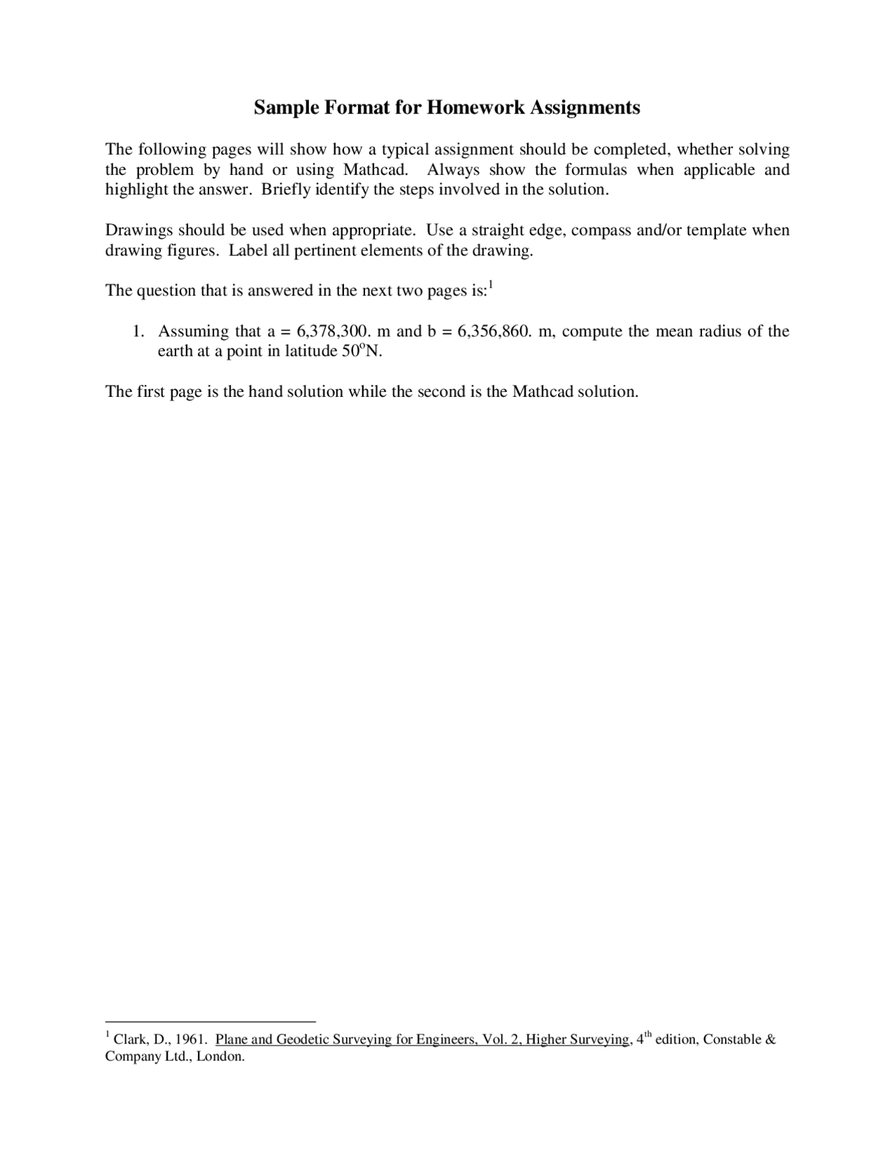 Solved Sample Format For Homework Assignment Geodesy Sure 452 Docsity