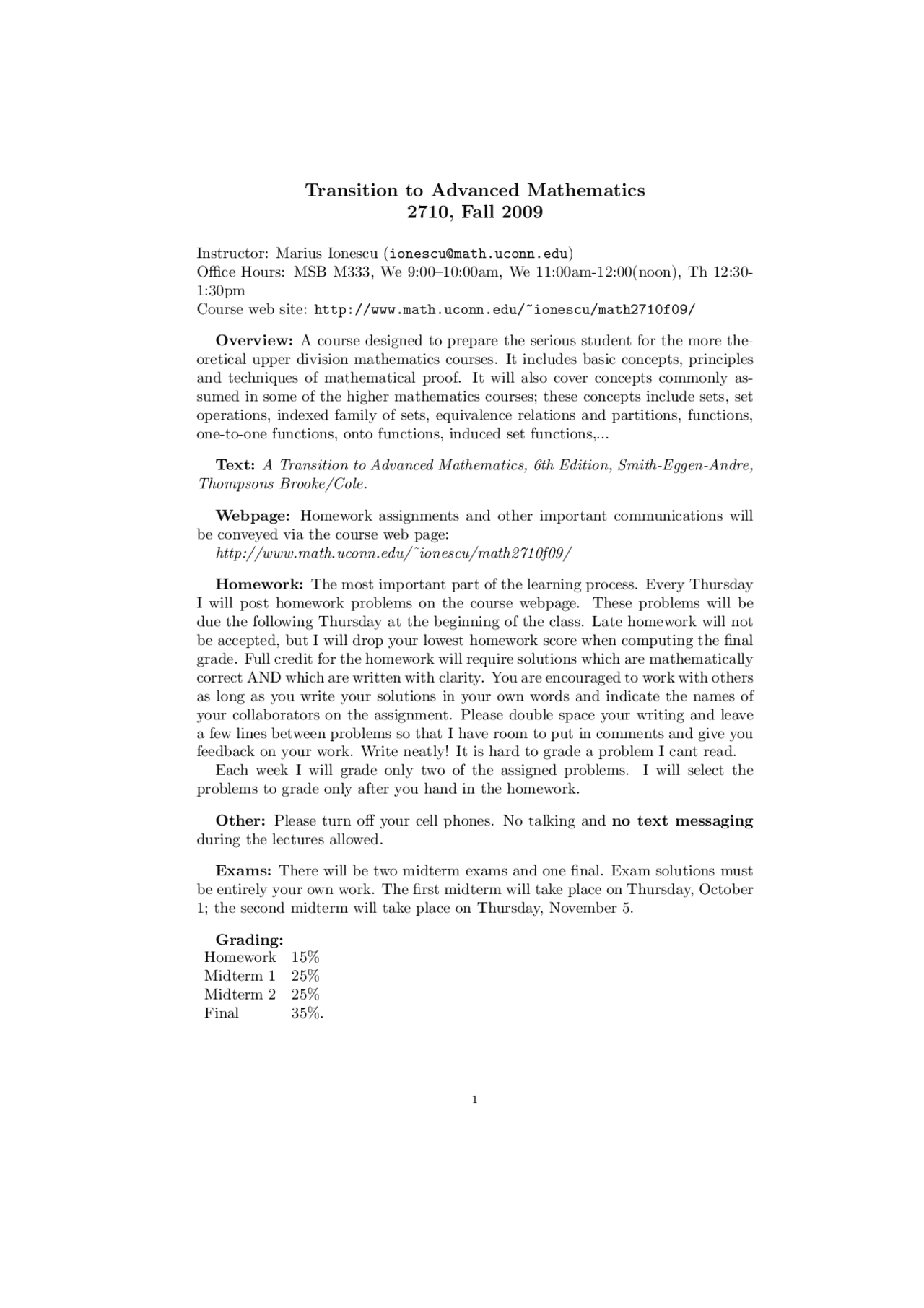 Homework 15 Transition To Advanced Mathematics Math 2710 Docsity