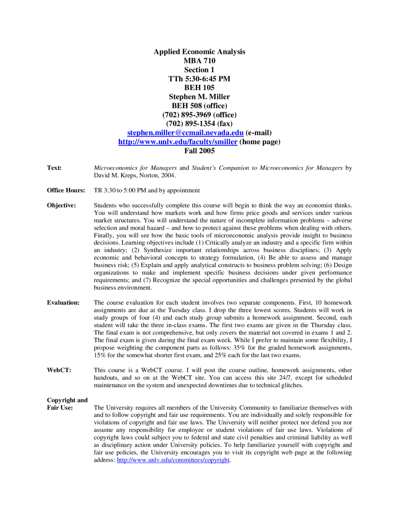 MBA 710: Applied Economic Analysis - Microeconomics for Managers Course Outline | Exams ...