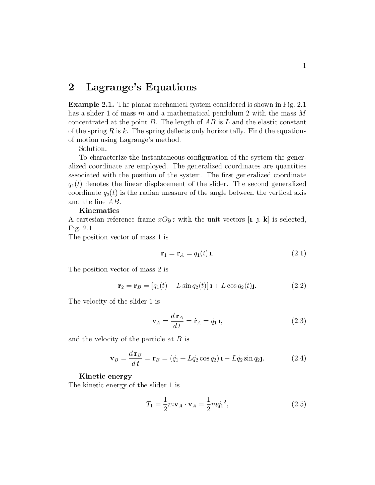 Lagrange's Equations with Examples | Kinetics and Dynamics | MECH 6710 ...