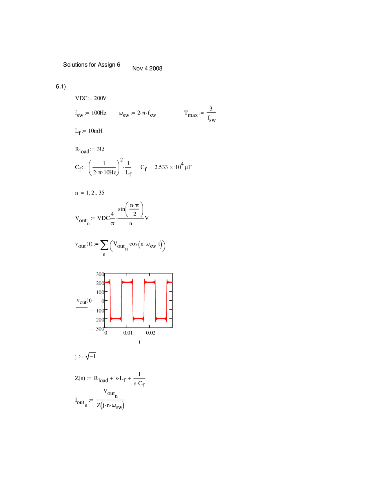 Solutions For Assignment 6 Power Electronics Ece 464 Docsity