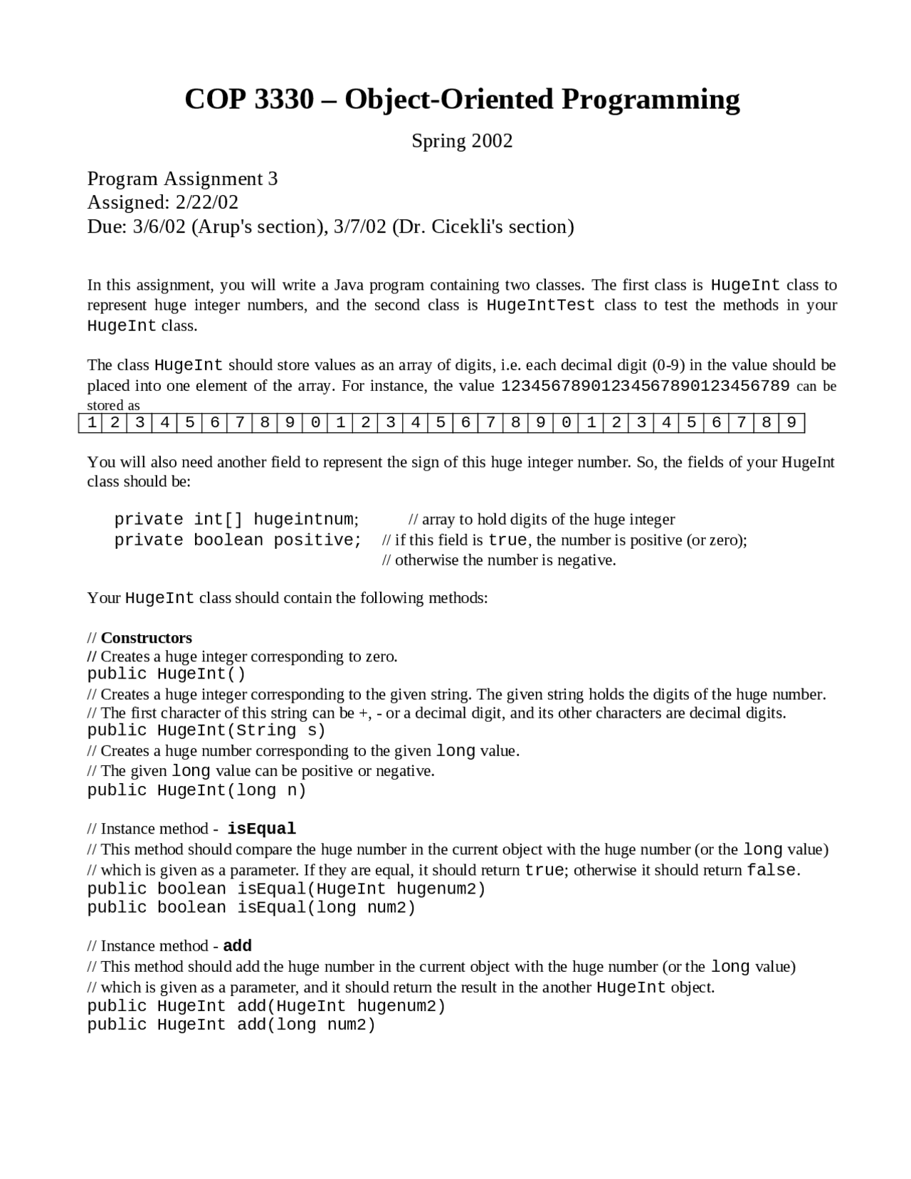 Program Assignment 3 Object Oriented Programming Cop 3330 Docsity 3003