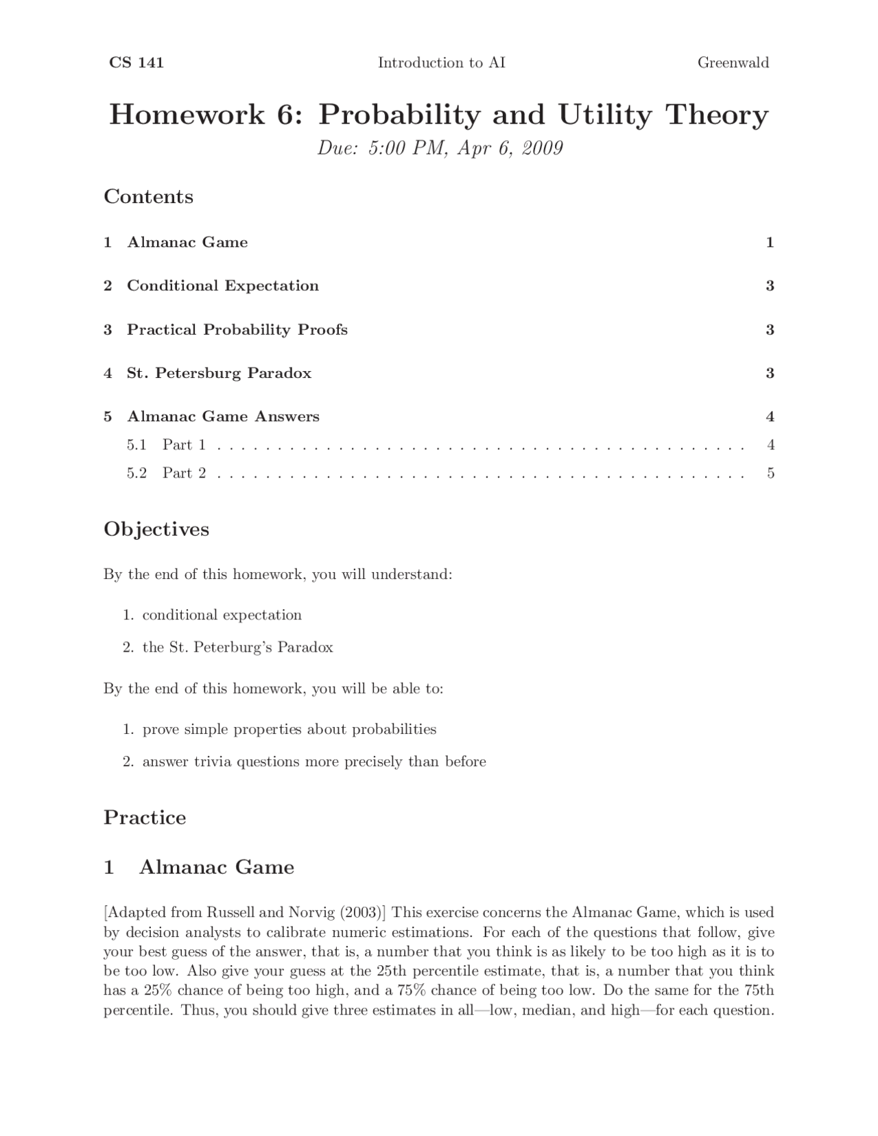 Probability and Utility Theory - Introduction to Artificial Intelligence | CSCI 1410 - Docsity