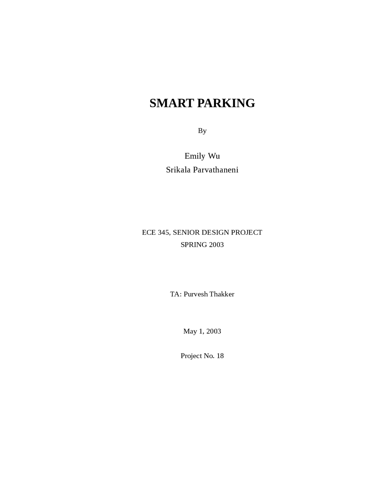Smart Parking Senior Design Project Lab Ece 445 Docsity