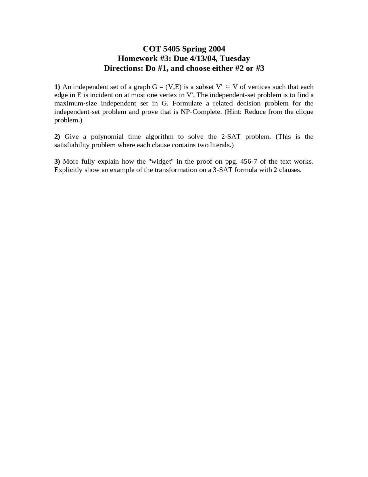 Assignment 3 Questions Design And Analysis Of Algorithms Cot 5405 Docsity