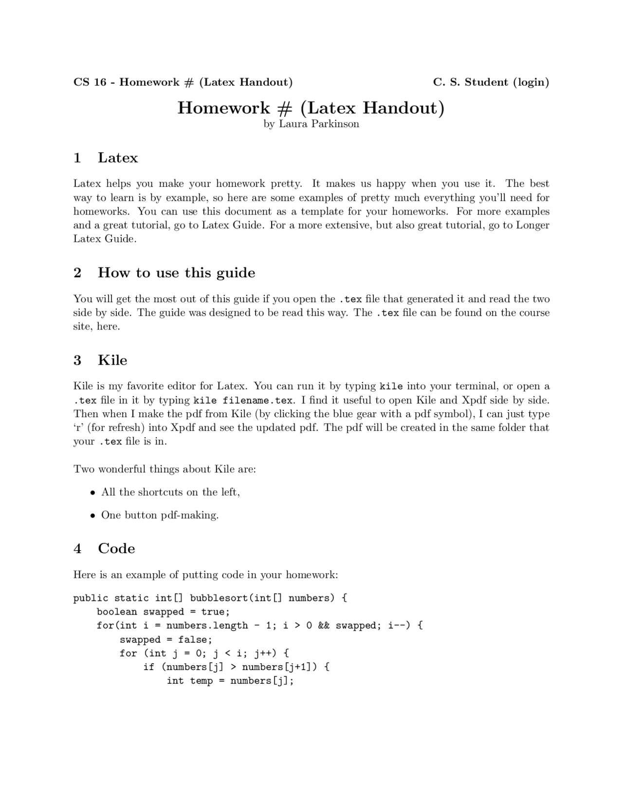 Homework for Latex - Introduction to Algorithms and Data Structures ...