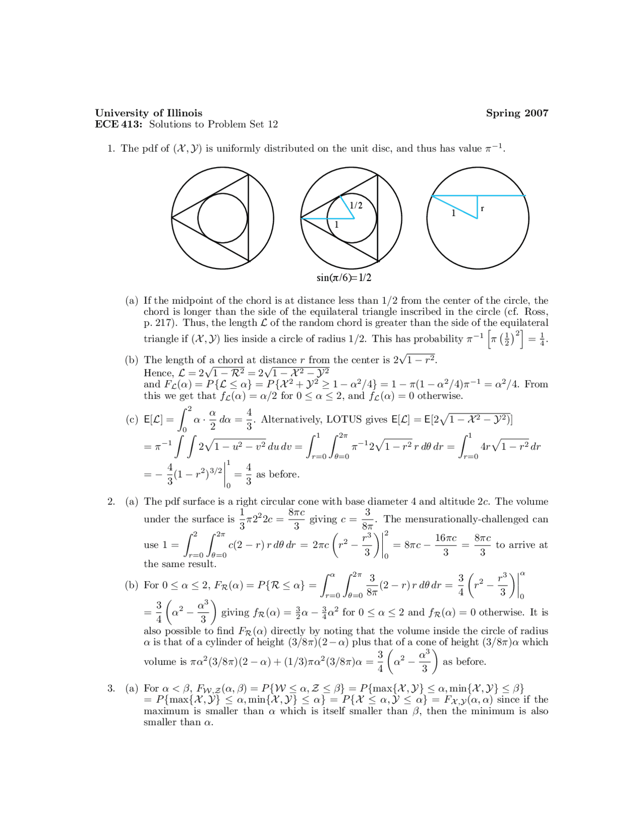 Solutions to Problem Set 12 - Probability with Engineering Applications ...