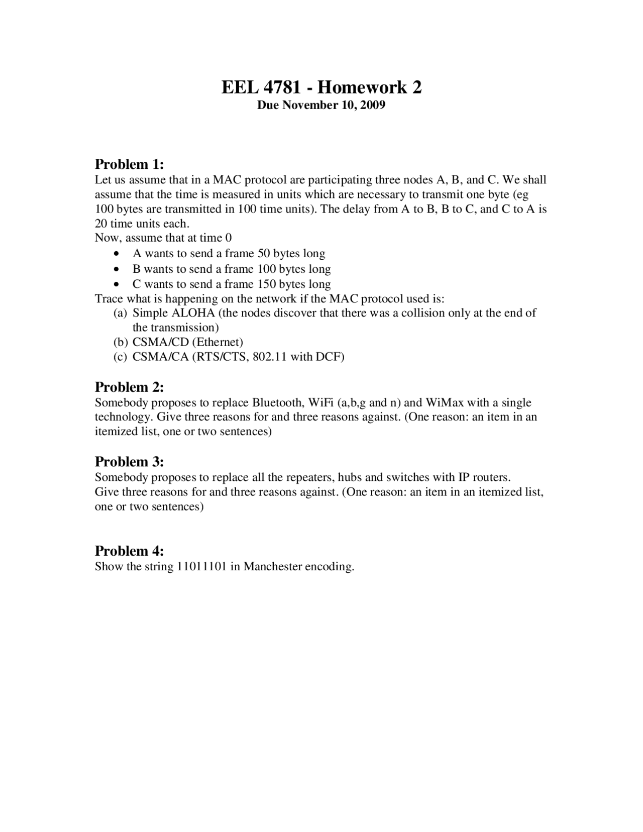 Homework 2 Computer Communication Networks Eel 4781 Docsity