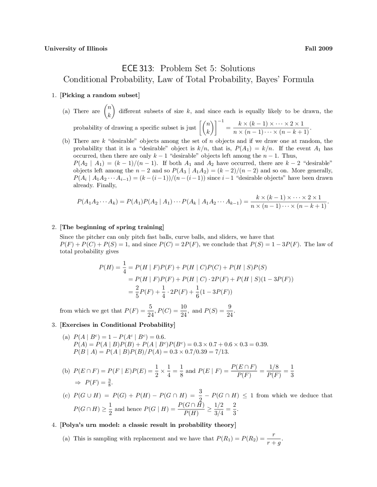 Problem Set 5 Solutions - Probability with Engineering Applications ...