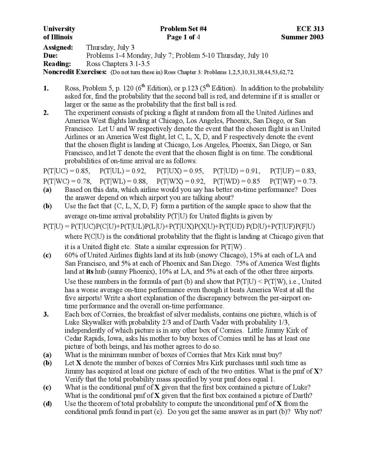 Problem Set 4 - Probability with Engineering Applications | ECE 313 ...