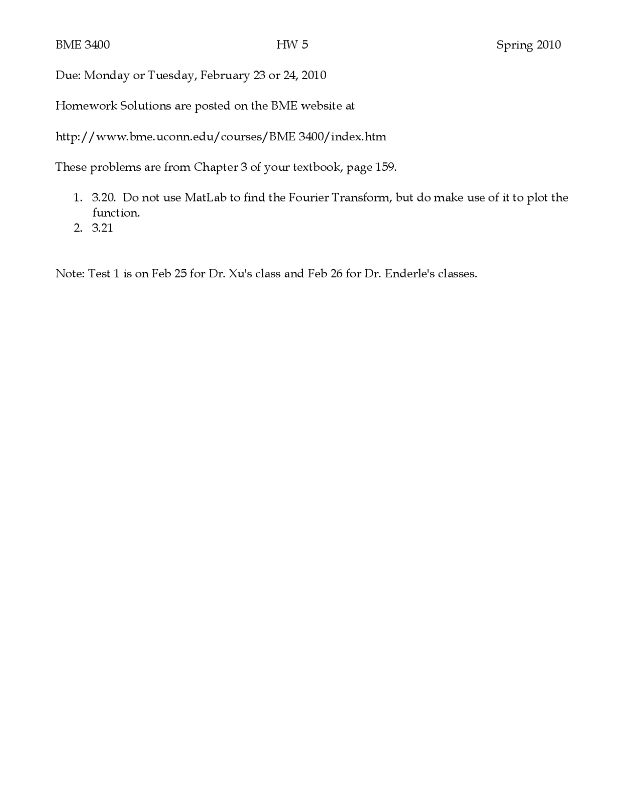 Assignment 5 Biosystems Analysis Bme 3400 Docsity