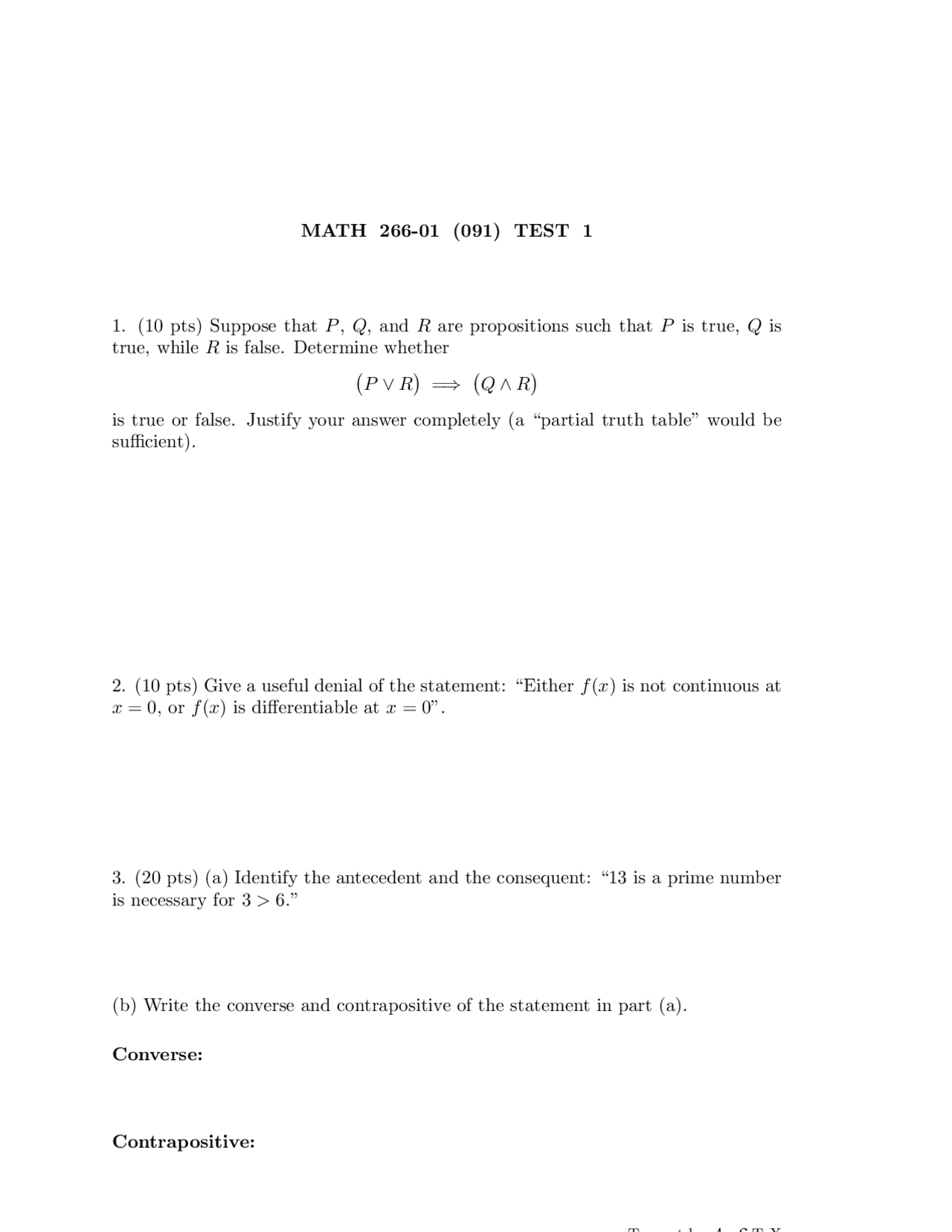 Practice Exam Principles Of Mathematics Math 266 Exams Elementary
