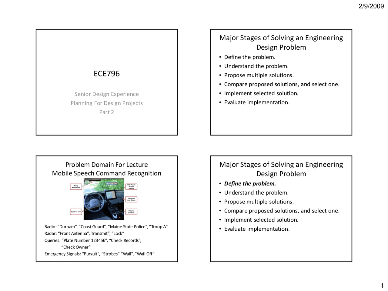 Planning For Design Projects Senior Design Experience Ece 796 Docsity