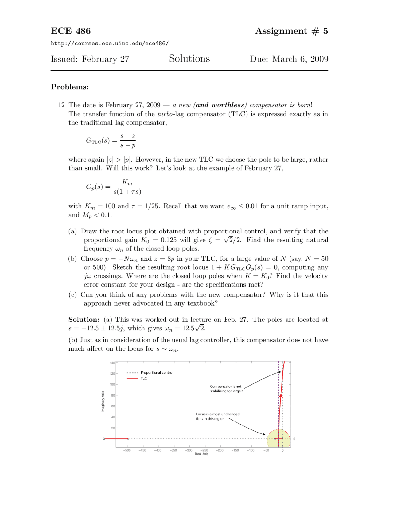 Assignment 5 Solutions Control Systems Ece 486 Docsity