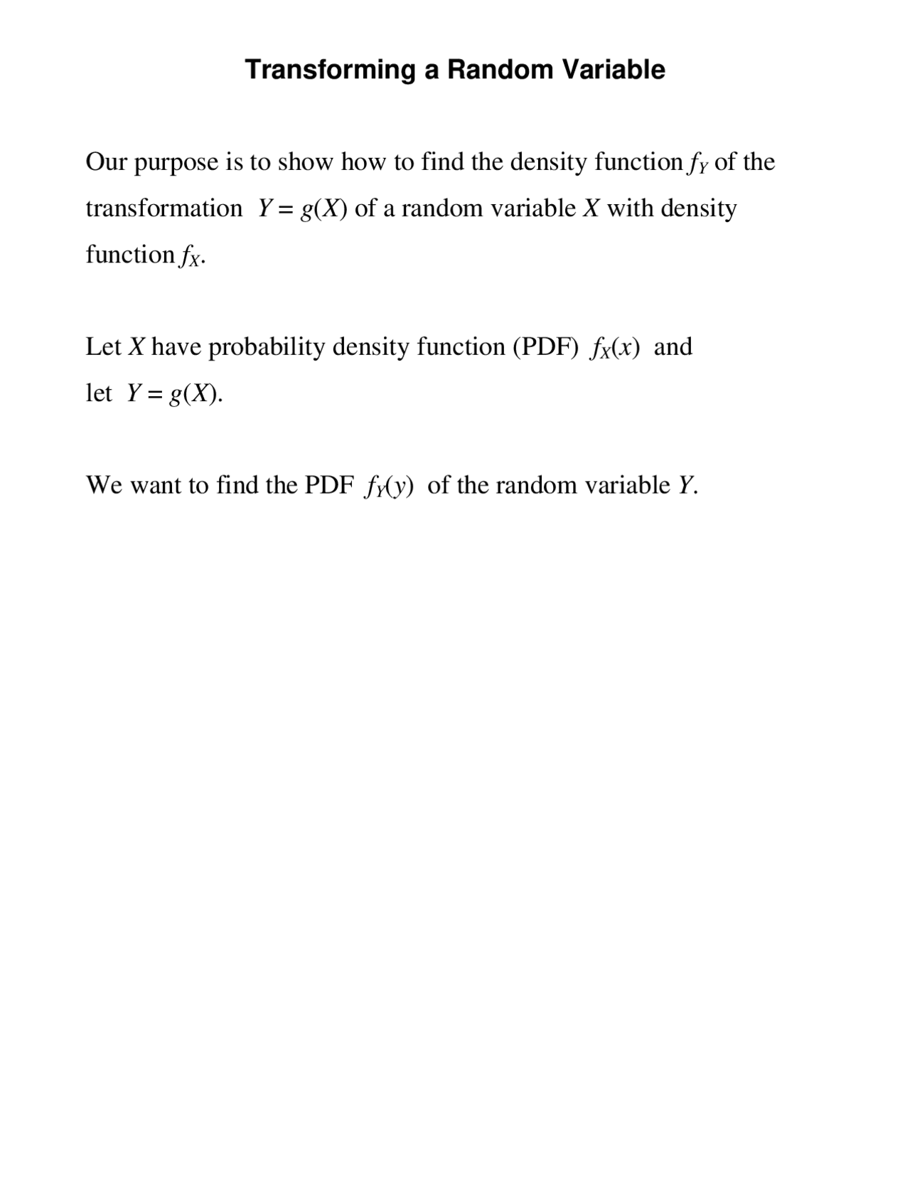 Transforming a Random Variable - Lecture Notes | STAT 3401 | Study ...