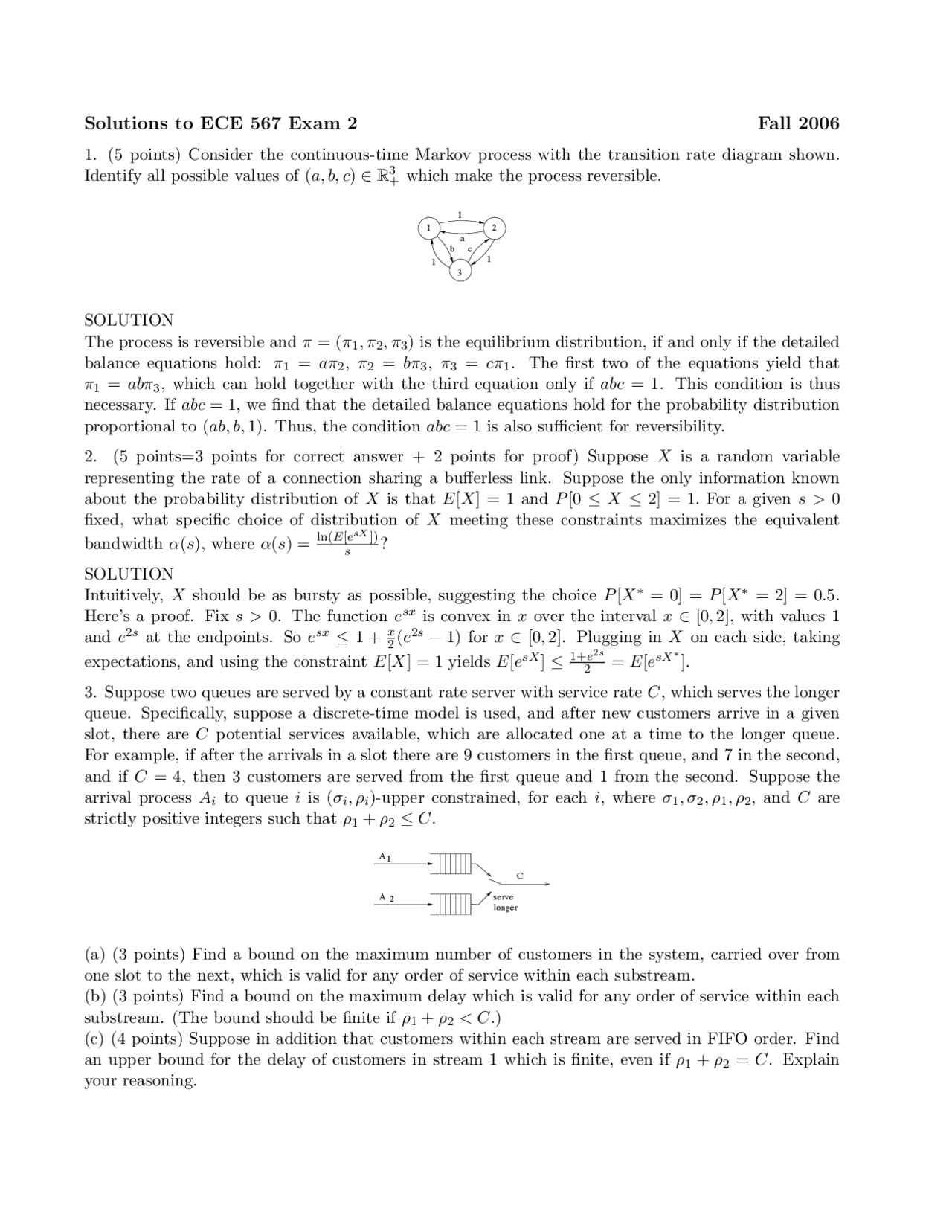 Solution To Exam 2 Communication Network Analysis Ece 567 Docsity