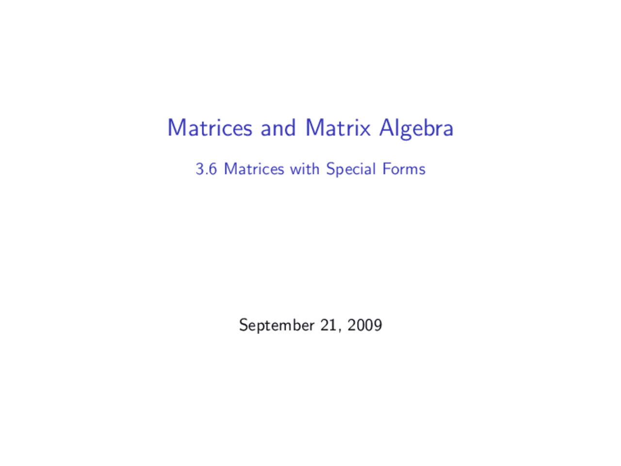 Diagonal and Triangular Matrices: Properties and Special Forms - Prof ...