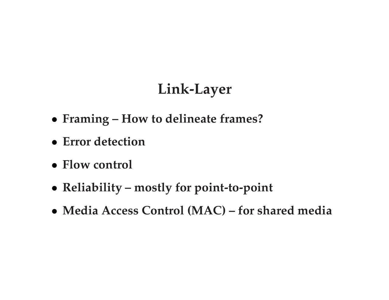 Link Layer And Framing Lecture Slides Csci 1680 Docsity