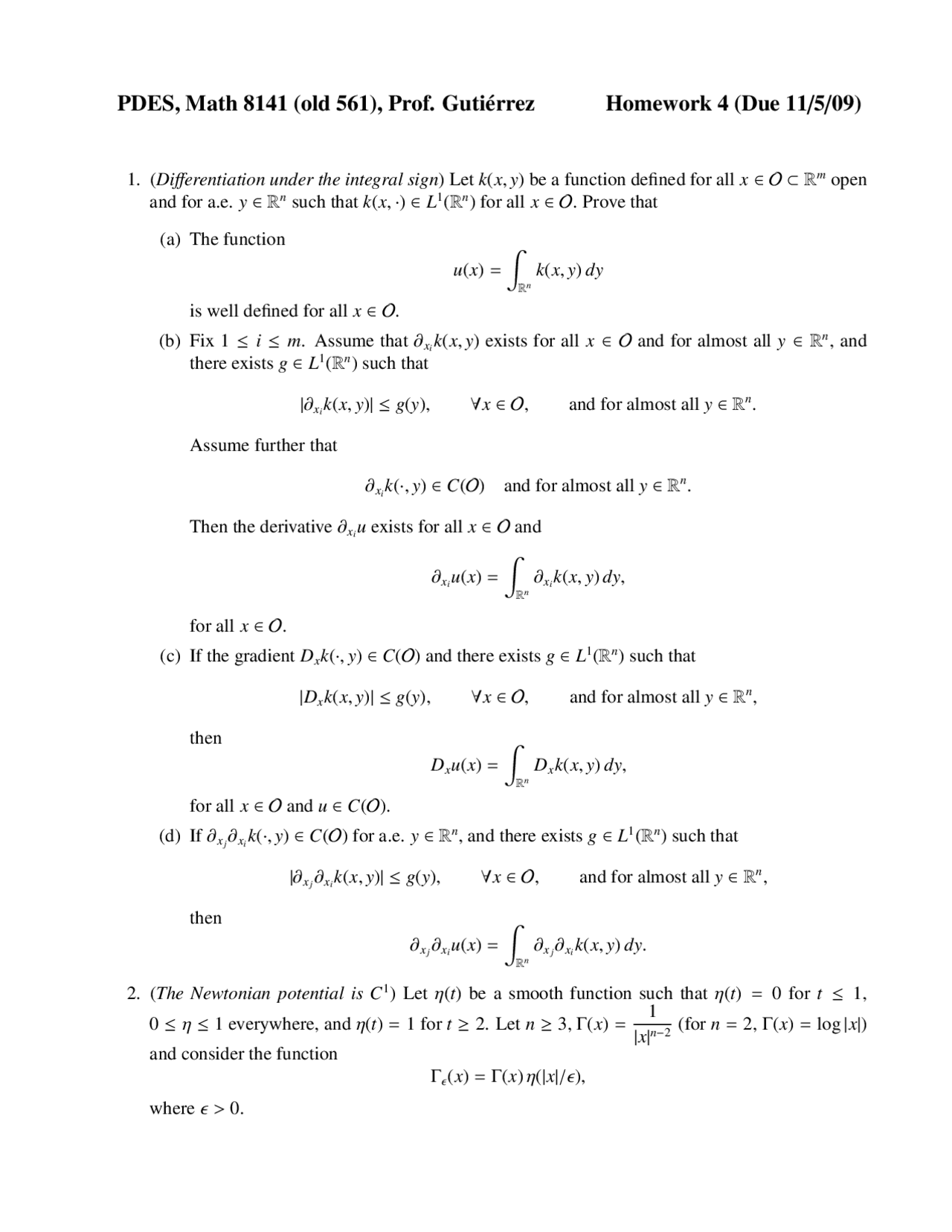 Homework 4 Practice Problems On Partial Differential Equations Math