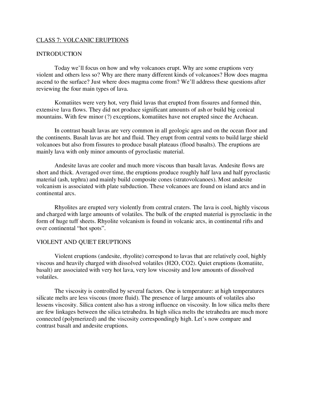 Lecture Notes On Volcanic Eruptions The Dynamic Earth Esci 401