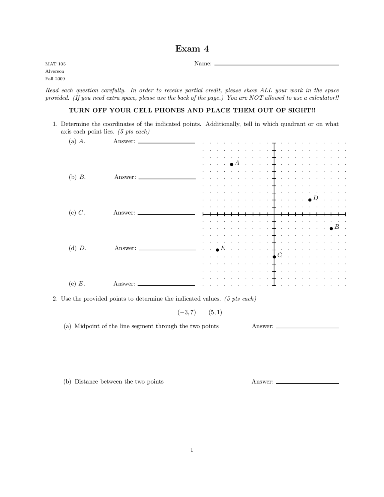7 Problems On The System Of Equations Exam 4 Mat 105 Docsity